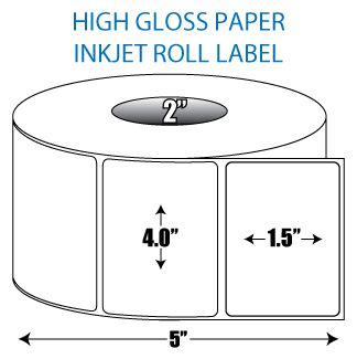 4" x 1.5" White Glossy Sticker Paper Inkjet - 2" Core – Blanco Labels