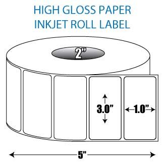 White 3 x 1 Inch High Gloss Inkjet Label Rolls - 2" Core – Blanco Labels