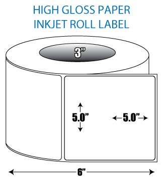 High Gloss 5 x 5 Inch Blank Inkjet Label Rolls - 3" Core – Blanco Labels