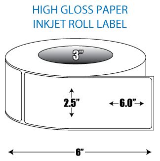 2.5" x 6" White Glossy Inkjet Label Paper - 3" Core – Blanco Labels