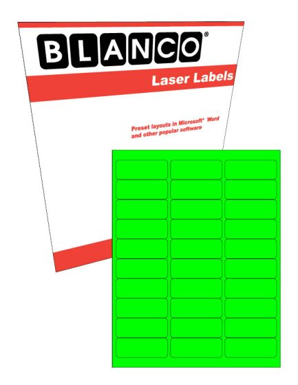 1" x 2-5/8" Neon Green Label Sheets - 30 Labels Per Sheet – Blanco Labels