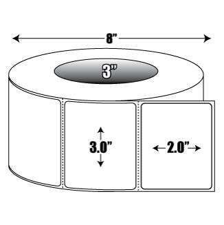 Plain 3 x 2 Inch Thermal Sticker Label Rolls - 3" Core – Blanco Labels